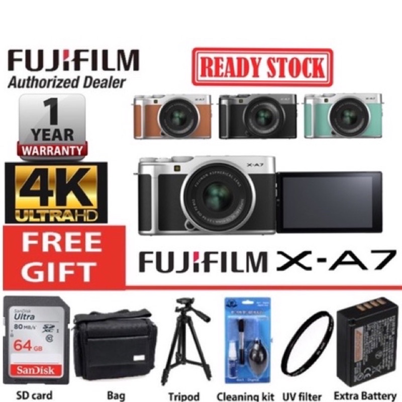 (NEW)Fujifilm XA7 XA5 XA3 XA2 XA20 XA10 original kit lens + full combo premium kit set original ...