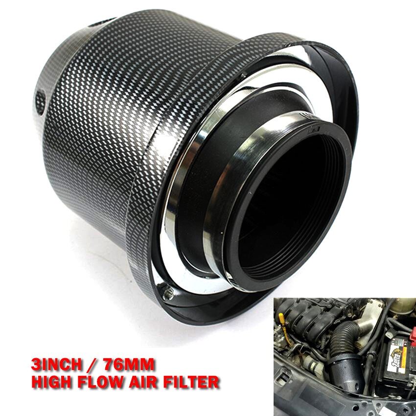 Universal 3'' 76mm Car Cold Air Intake Induction Air Filter Kit ...