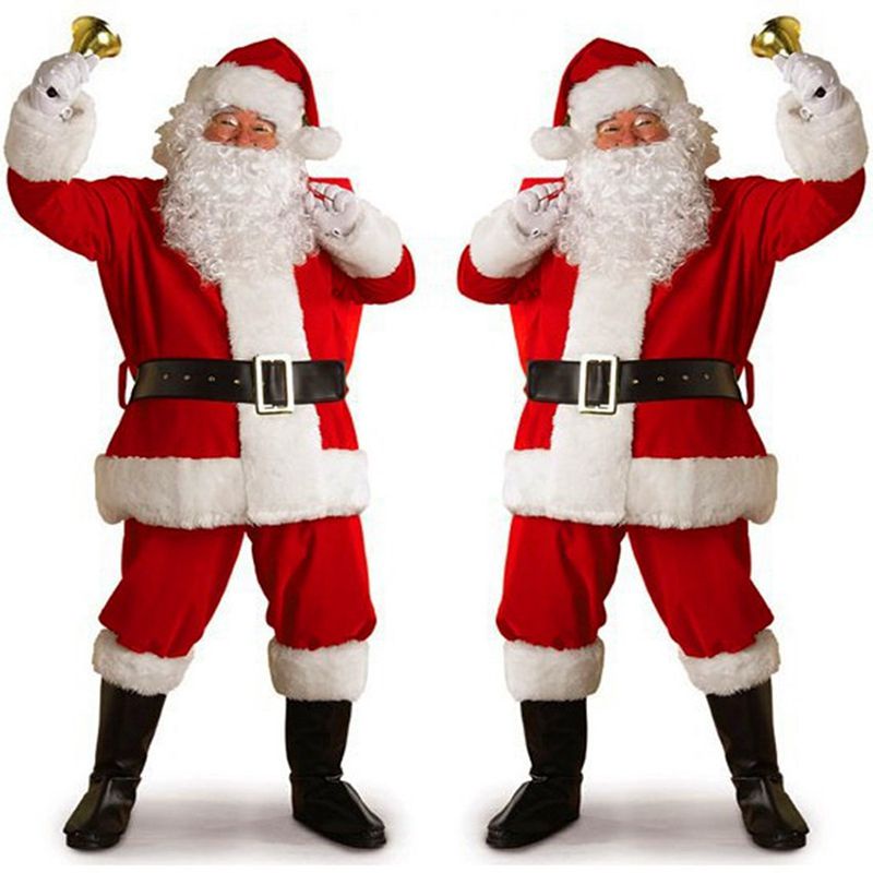 【Ready Stock】Cute Christmas Santa Claus Cos Costume Father Flannel Suit ...
