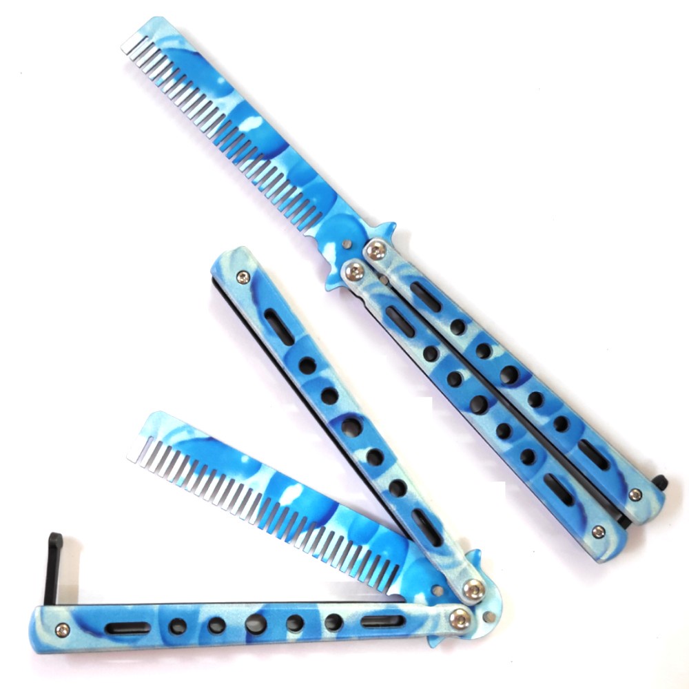 Ocean Bubble Blue Butterfly Folding Comb training Practice Stainless ...