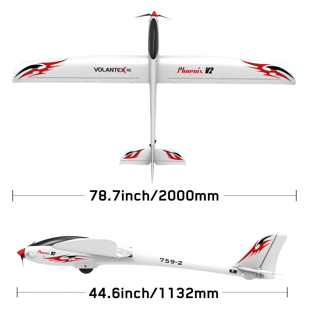 Volantex RC Airplane Phoenix V2 5 Channel Glider 2 Meter Wingspan and ...
