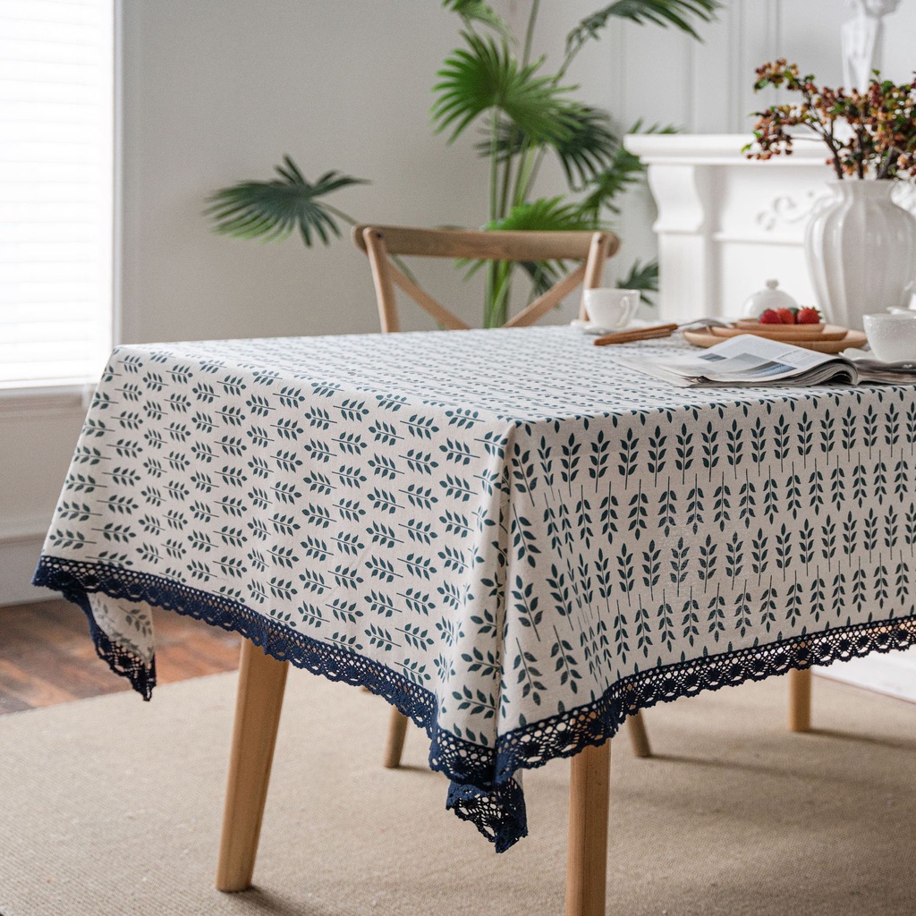 TableCloth Lace Table Cloth Nordic Style Blue Tassel Table Clothes ...