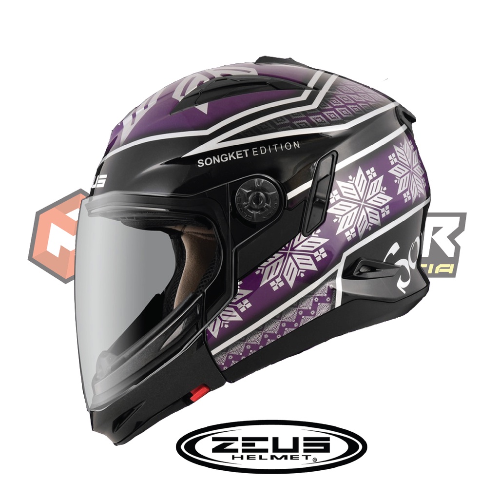 ZEUS GJ-613 AJ35 SONGKET METALLIC BLACK SILVER (FREE SMOKE VISOR ...