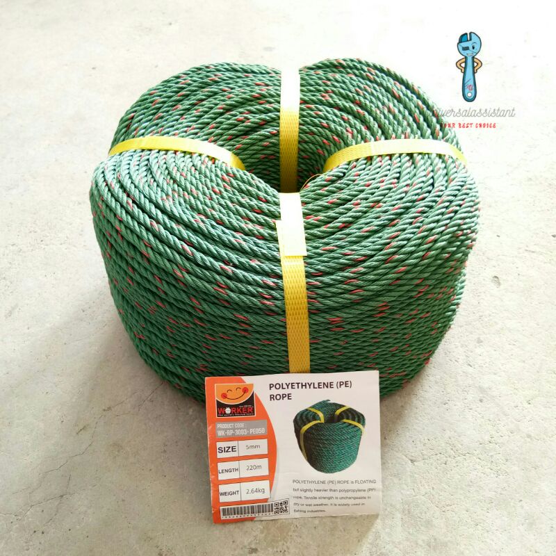 1 Coil Green 5mm PE Rope | 尼龙绳 | 1 Roll Nylon Tali Ikat | Tali PE Rope ...