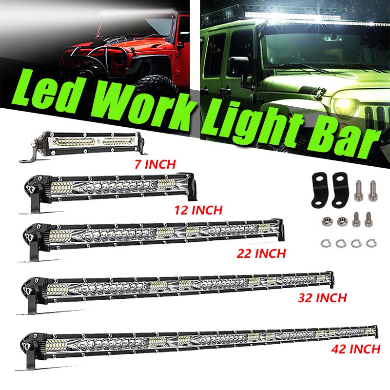 52inch White/ Yellow Light Super Slim LED Work Light 12V 24V 7-52 Inch ...