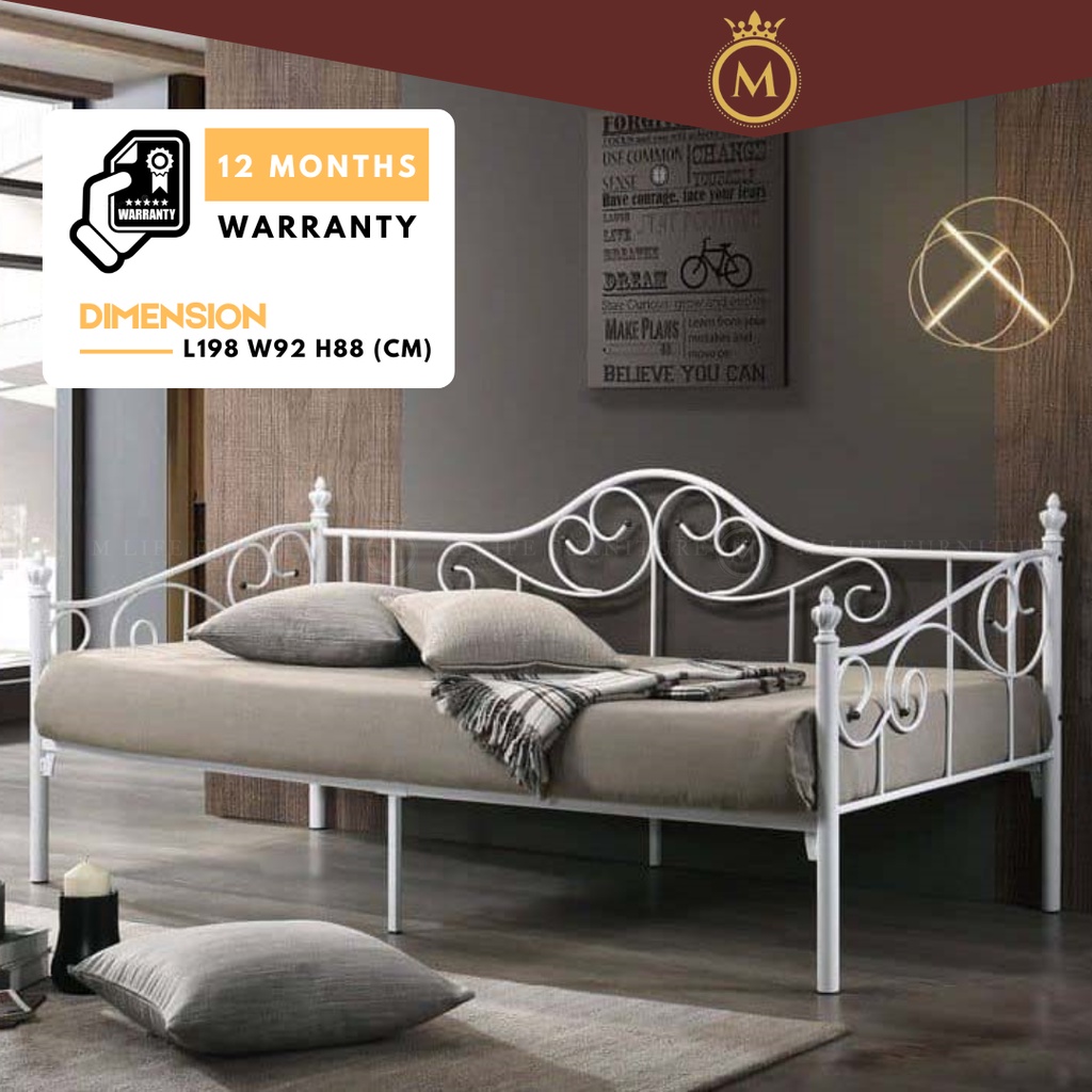 MLIFE LOVELY DAY BED SINGLE METAL BED FRAME / KATIL BESI MODERN DESIGN ...