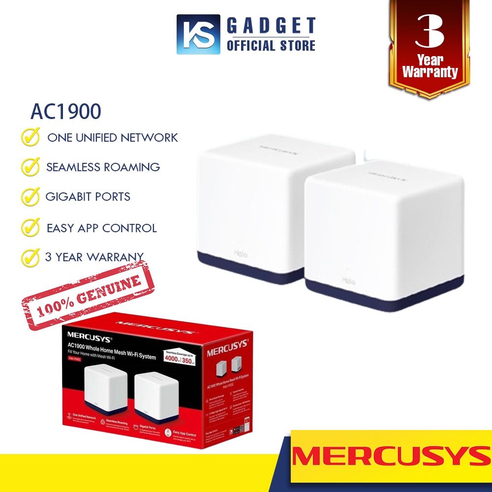 MERCUSYS Halo H50G 2 PACK AC1900 Whole Home Mesh Wi-Fi System | Shopee ...