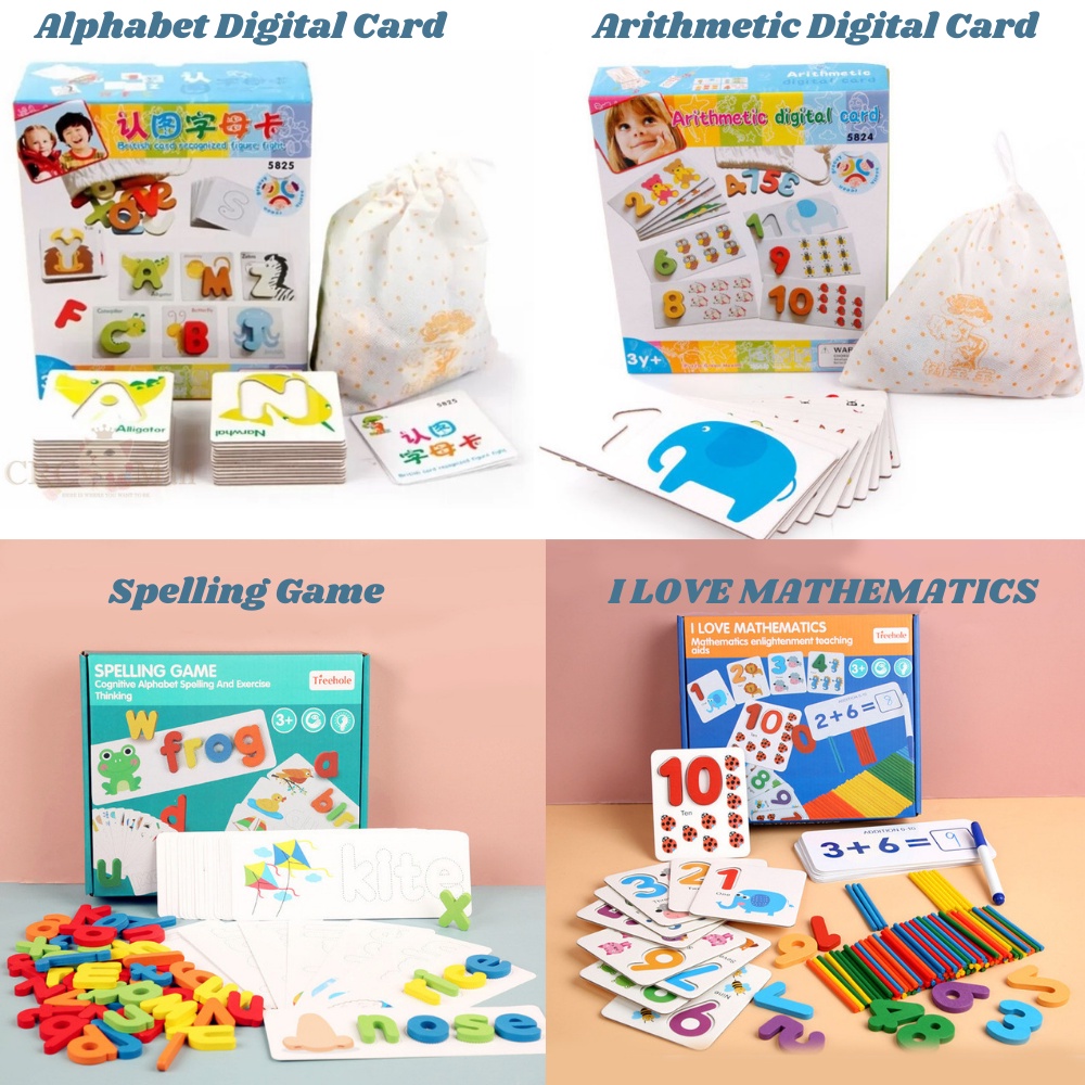 ABC Alphabet, Number Digital and Spelling Words Game Letter Card ...