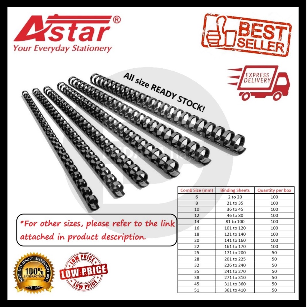Astar Binding Comb ( Piece ) [ All Size 6mm - 51mm ] | Shopee Malaysia