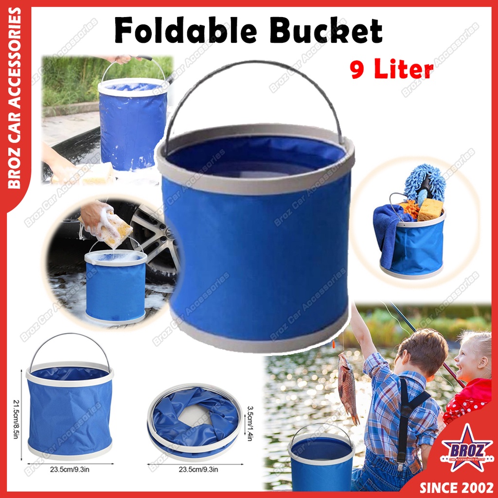 9L Foldable Water Bucket Washing Outdoor Fishing Tackle Water Bucket ...