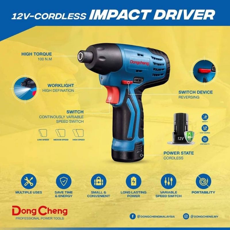 Dong Cheng Cordless Impact Driver Dcpl02 8e Shopee Malaysia