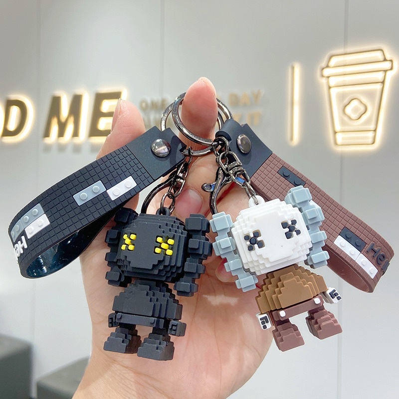 Kaws design keychain high quality key ring with lanyard cute cartoon ...