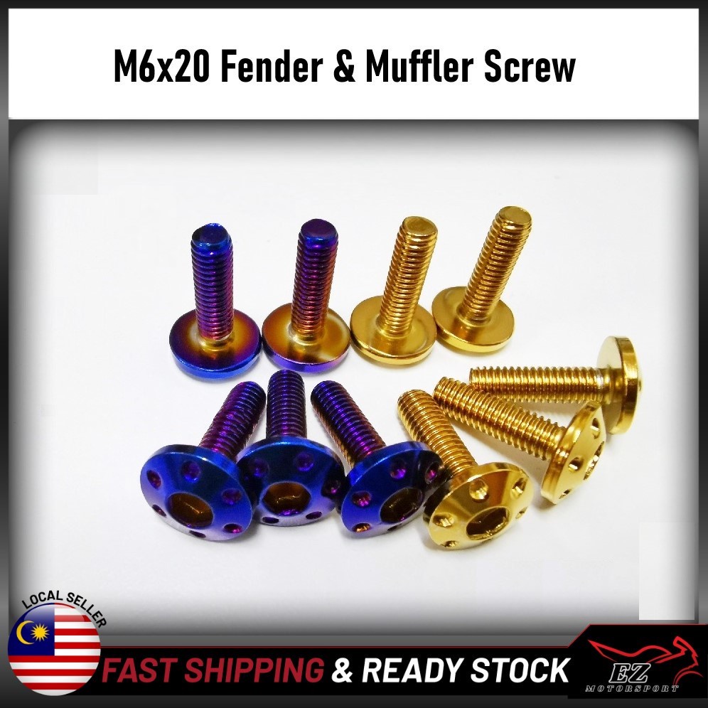 💯🔥 Rear Fender Screw Skru M6x15 Y15ZR Y15 Y15 (Titanium/Gold) Screw ...