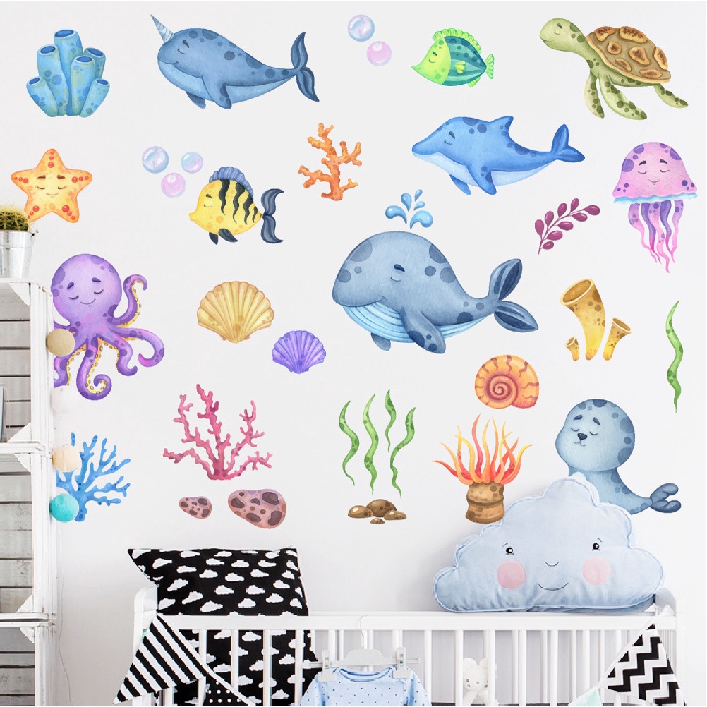 Under The Sea Wall Decals Ocean Creatures Wall Stickers Dolphin Turtle ...