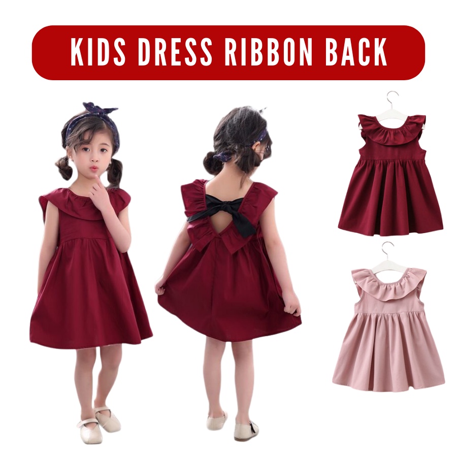 Coconana Dress Budak 1-8Y Kids Dress Ribbon Back Soft Cotton Gaun Budak ...