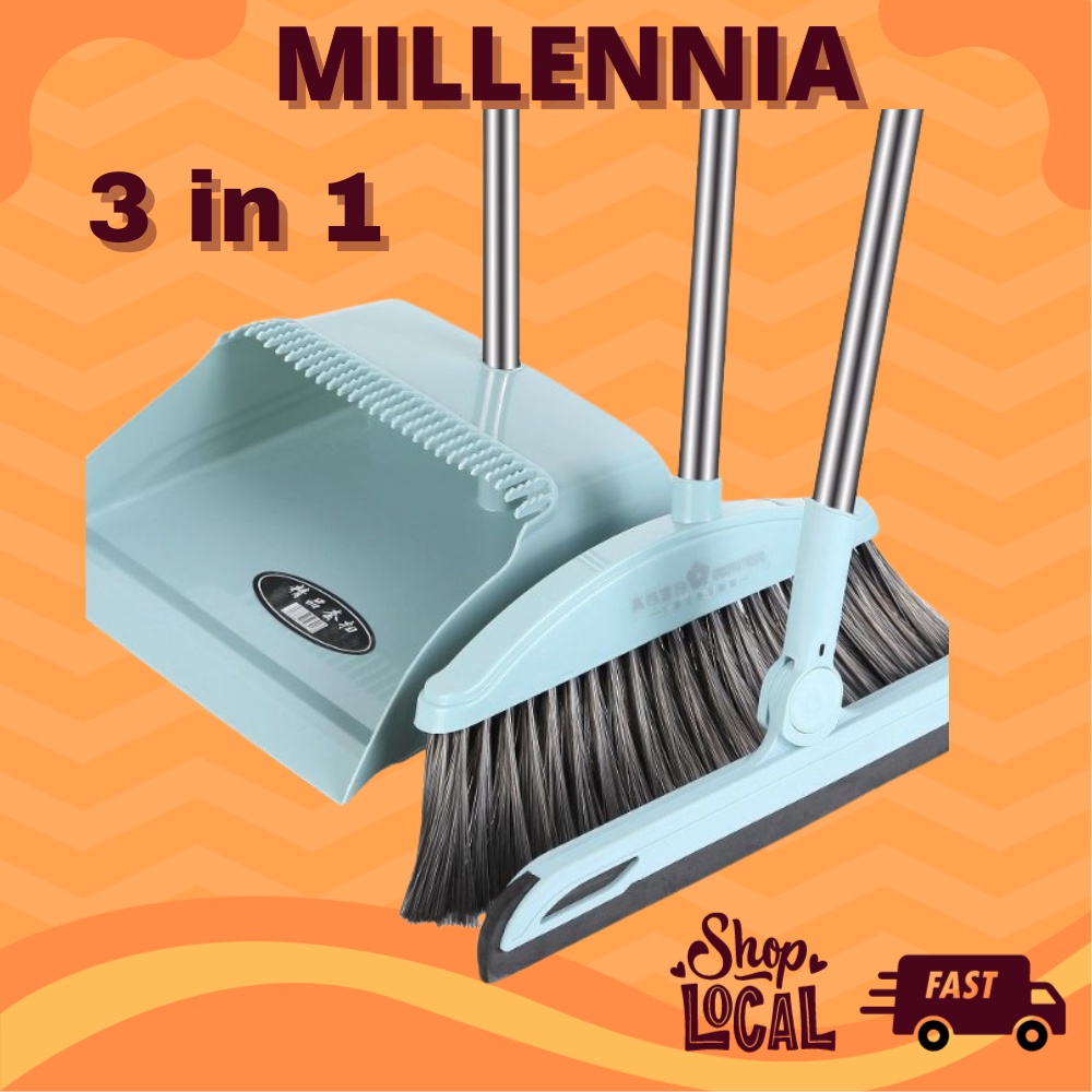 3in1 Broom And Dustpan Set With Floor Wiper Penyapu Lantai Penyodok ...
