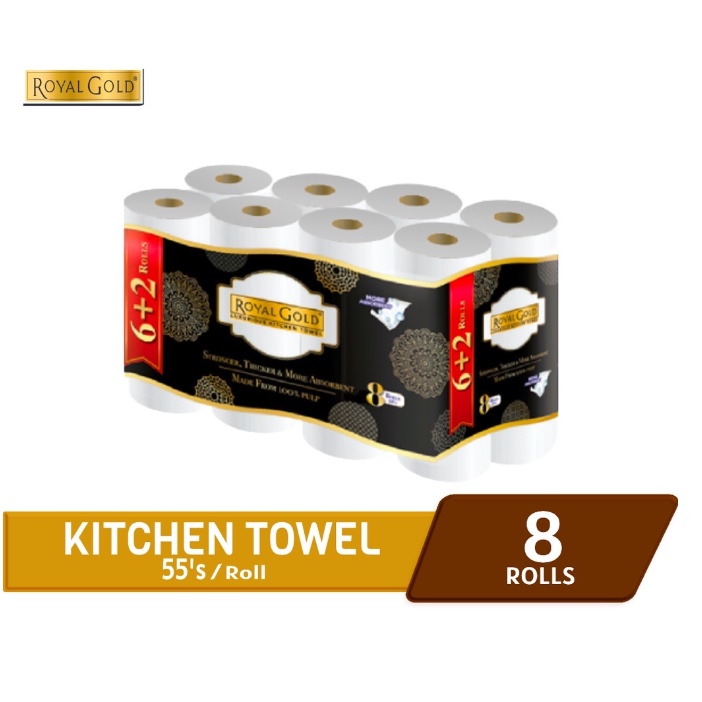 Royal Gold Kitchen Towel (55 Sheets x 8 Rolls) Tisu Dapur | Shopee Malaysia