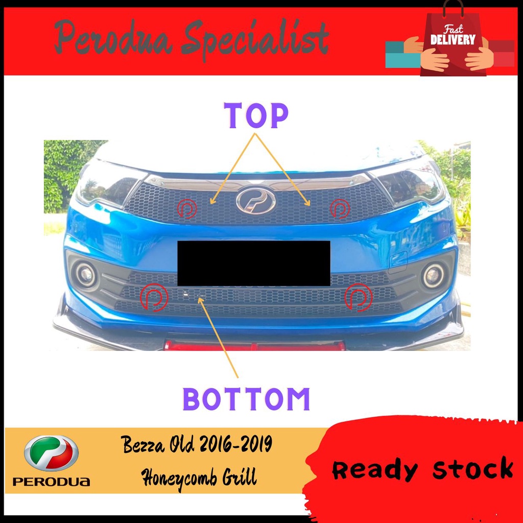 Perodua BEZZA OLD 2016-2019 Honeycomb Grill / Grill Honeycomb / Ready ...