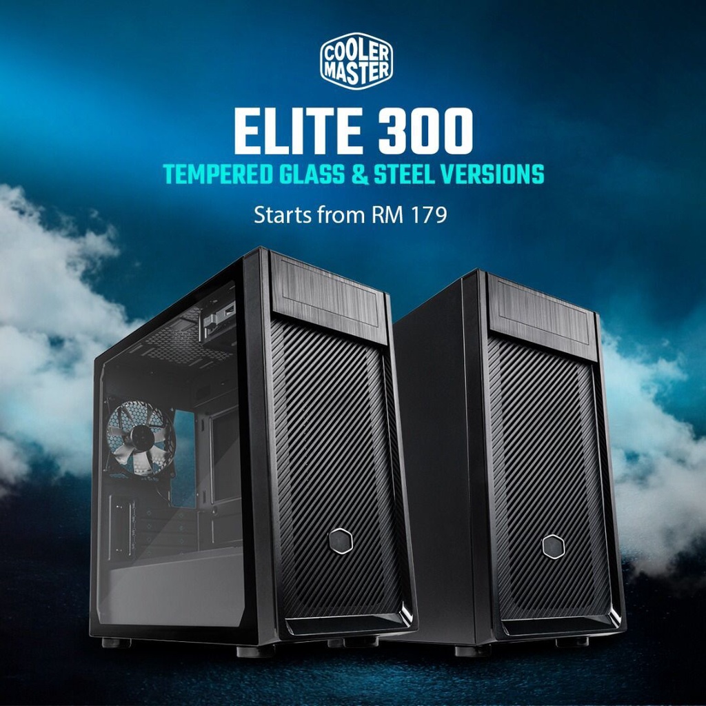 # Cooler Master Elite 300 mATX PC Case with ODD Support # [SOLID PANEL/TEMPERED GLASS] | Shopee ...