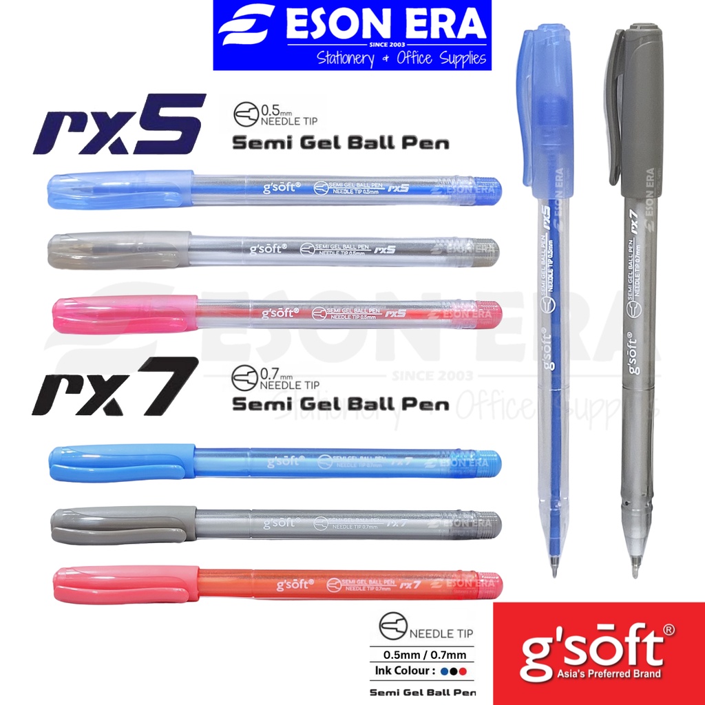G'soft RX5 / RX7 Ball Pen Semi Gel 0.5mm / 0.7mm Gsoft | Shopee Malaysia