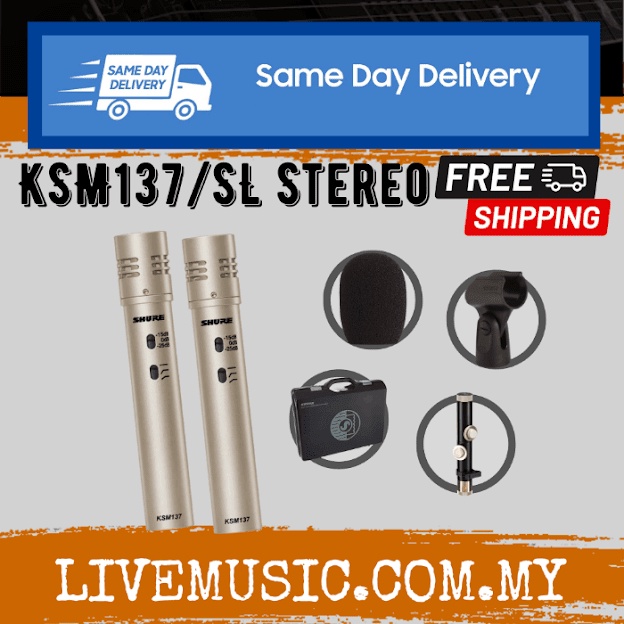Shure KSM137/SL STEREO Cardioid Condenser Instrument Microphone ...