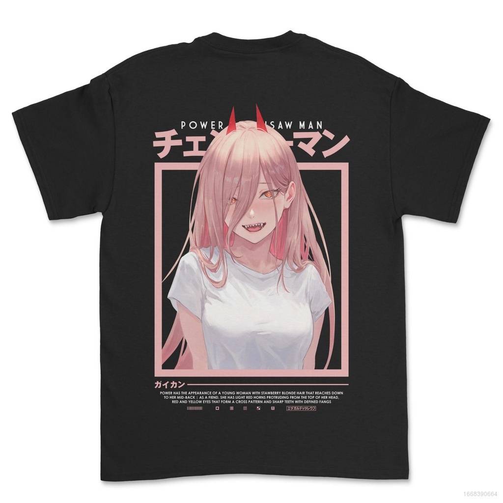 Cute Anime Chainsaw Man Tshirt Power Short Sleeve Tops Casual Loose Tee ...