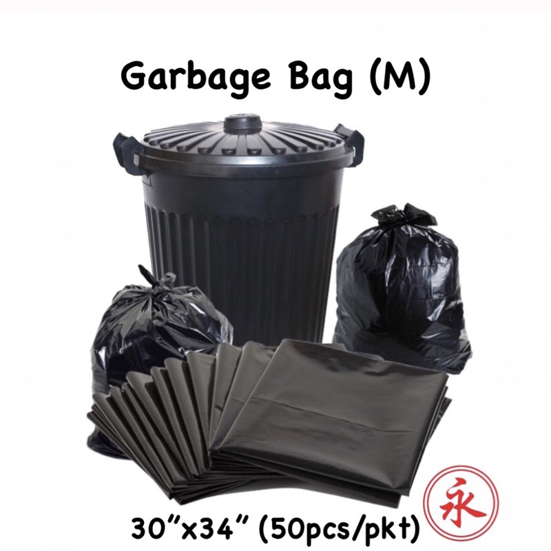 Garbage Bag - Black Rubbish Bag Size M (30x34) | Shopee Malaysia