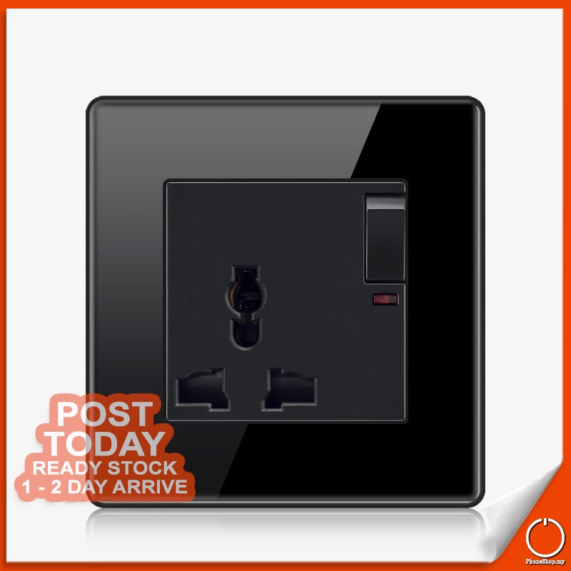 𝐔𝐍𝐈𝐕𝐄𝐑𝐒𝐀𝐋 𝐏𝐋𝐔𝐆 Tempered Glass 13A Electric Wall Switch Frameless Water ...