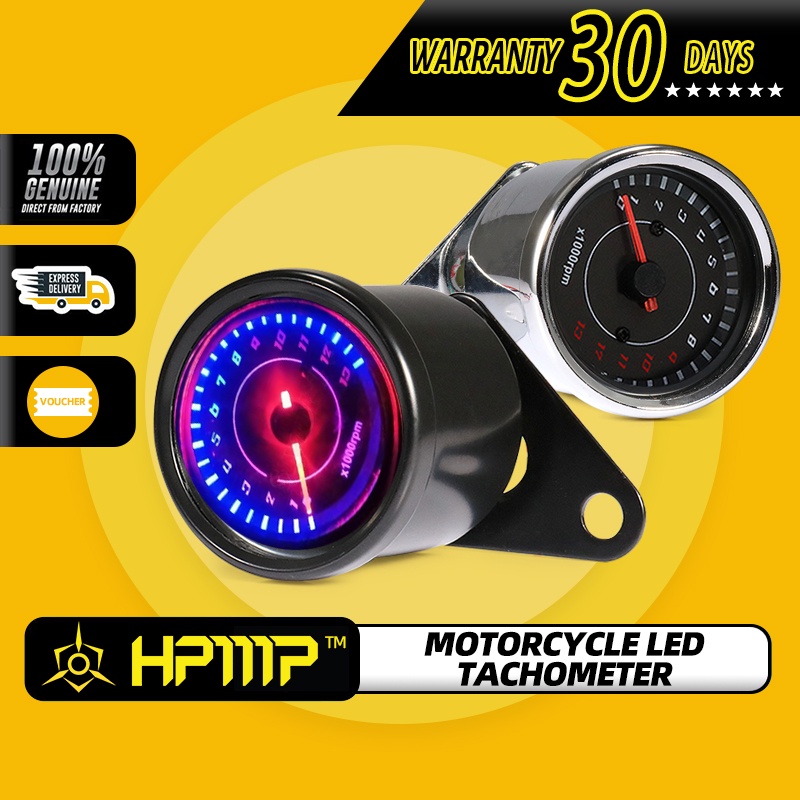 RPM METER 12V UNIVERSAL MOTORCYCLE TACHOMETER METER LED BACKLIGHT 13K ...