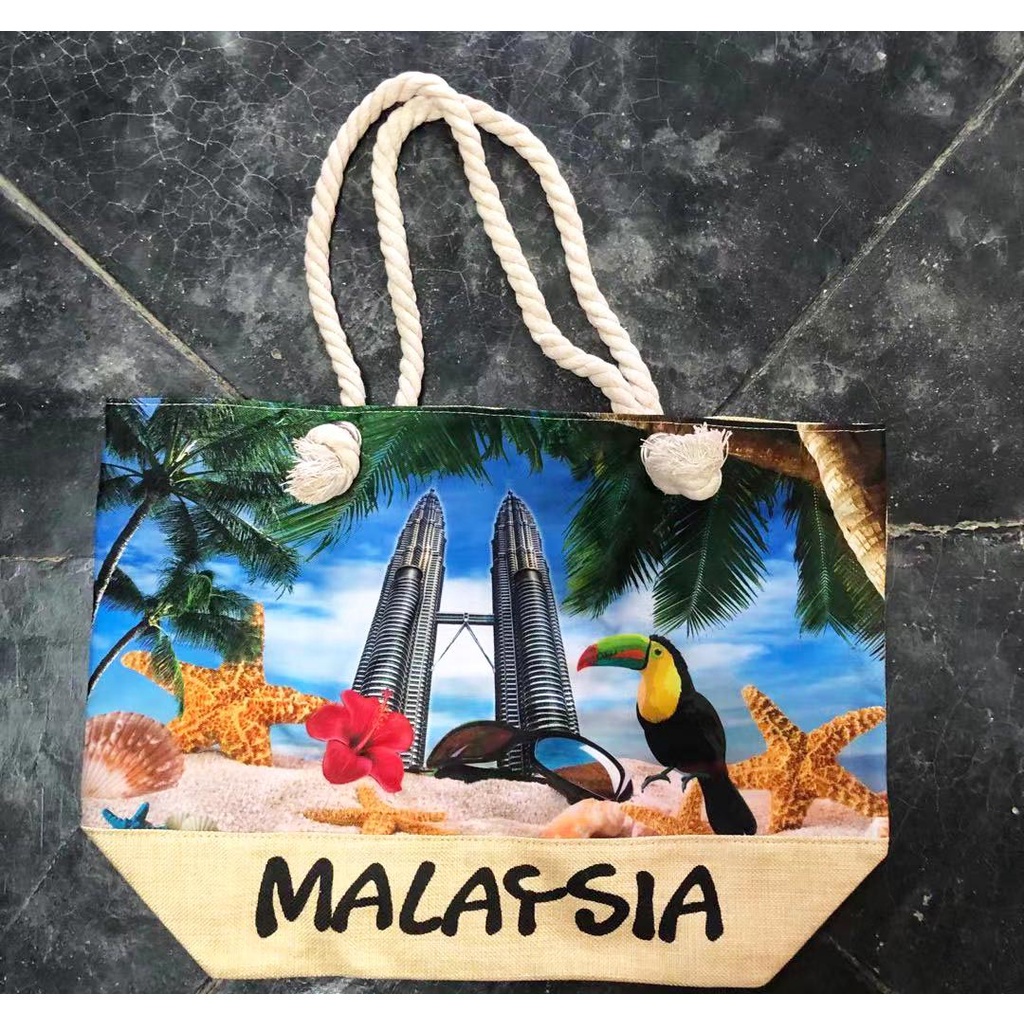 MALAYSIA KLCC PENANG BALI EMBROIDERY HANDBAG / RECYCLE BAG SOUVENIR ...
