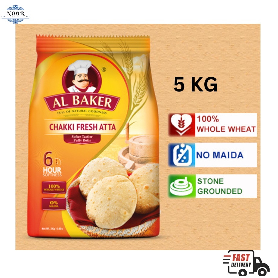 Al Baker /Chakki Atta/Aata Whole Wheat Flour/ Tepung Atta 5 KG ...