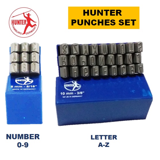 HUNTER GERMANY 10mm-12mm ALPHABET 0-9 NUMBER STAMP A-Z PUNCHES PUNCH ...