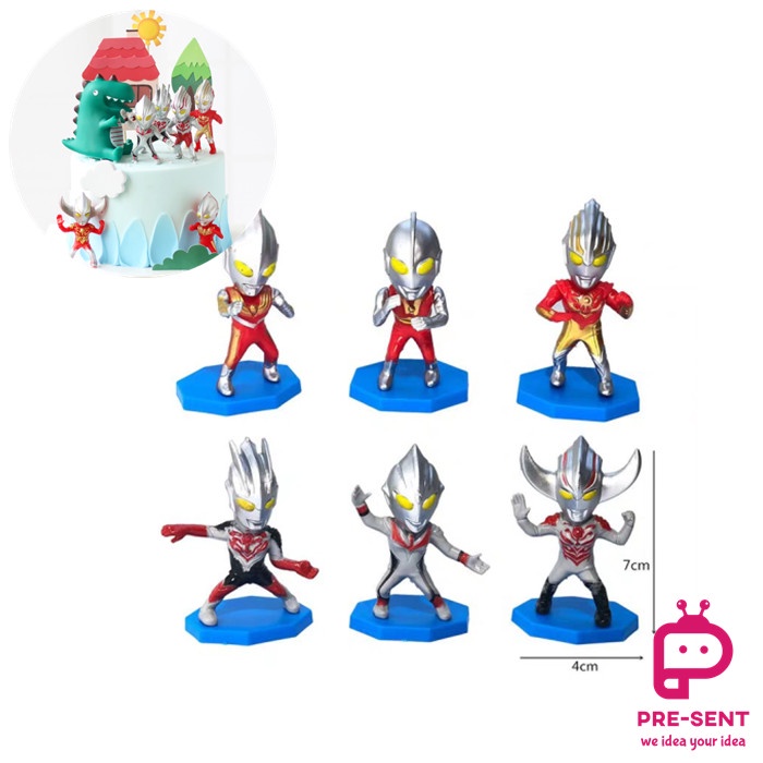 Happy Birthday Ultraman Figurine Cake Toppers Set -Cartoon Action Anime ...