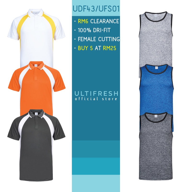 ULTIFRESH RM6 Clearance Dri-Fit Polyester Polo T-Shirt UDF43 UFS01 ...