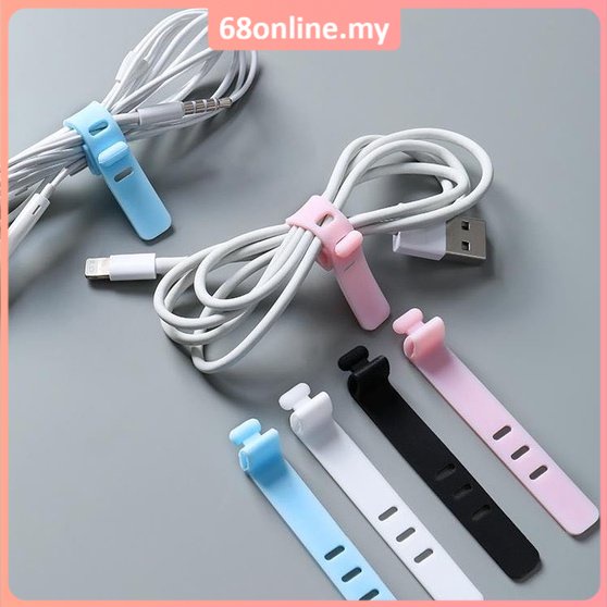 [Johor Seller] Silicone Cable Winder Cable Tie Wire Winder Cord Organizer USB Earphone Data Line ...
