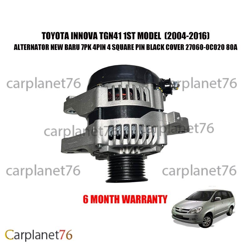 TOYOTA INNOVA TGN41 1ST MODEL ALTERNATOR NEW BARU 7PK 4PIN 4 SQUARE PIN ...