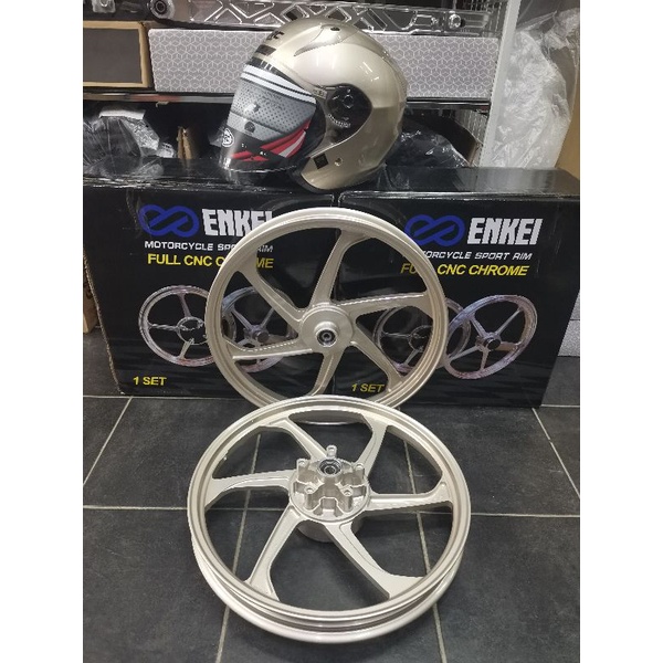 (LIMITED SPECIAL COLOUR) Y15ZR Y16ZR ENKEI 6 LEG 6 BATANG CNC SPORT RIM CHROME METALLIC SILKY ...