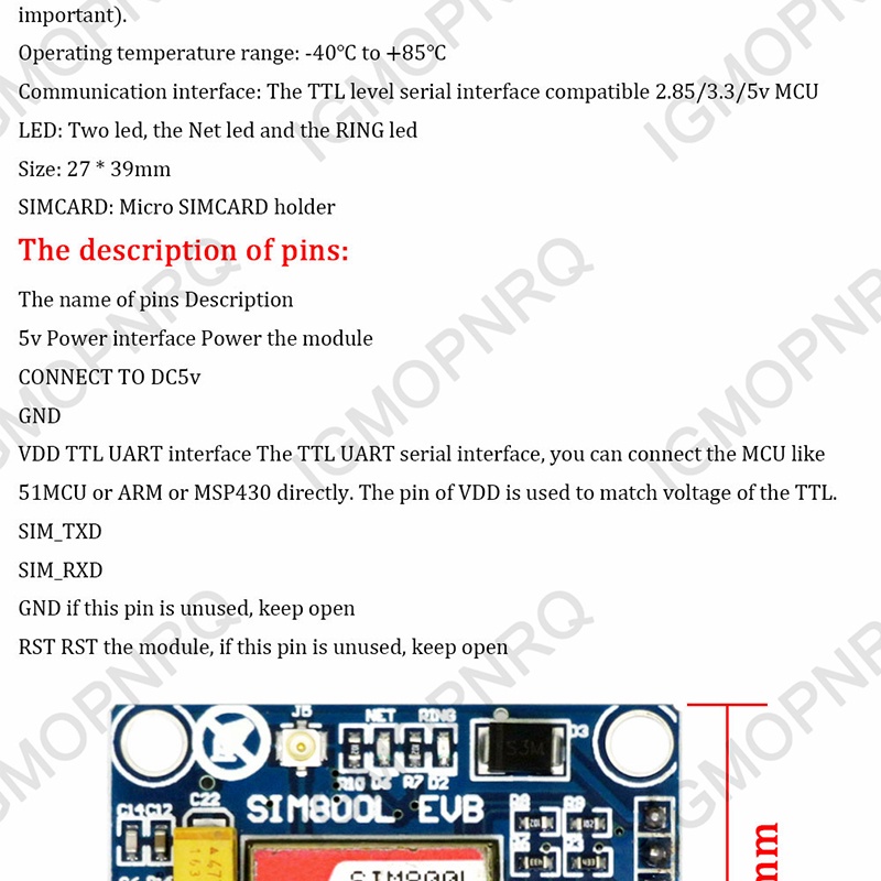 SIM800L GPRS GSM Module Micro SIM Card Core Quad-band TTL Serial Port ...