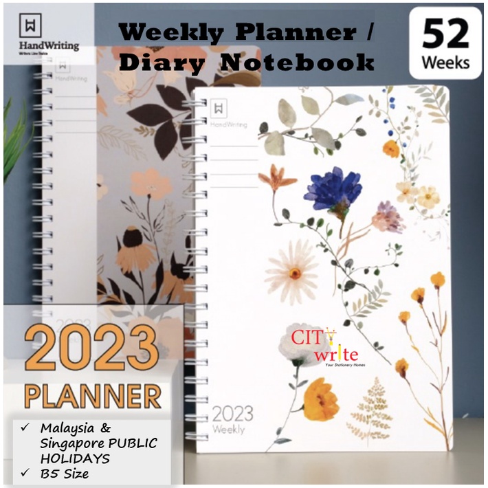 Weekly Planner B5 Diary Notebook fully open book with wire o bind and ...