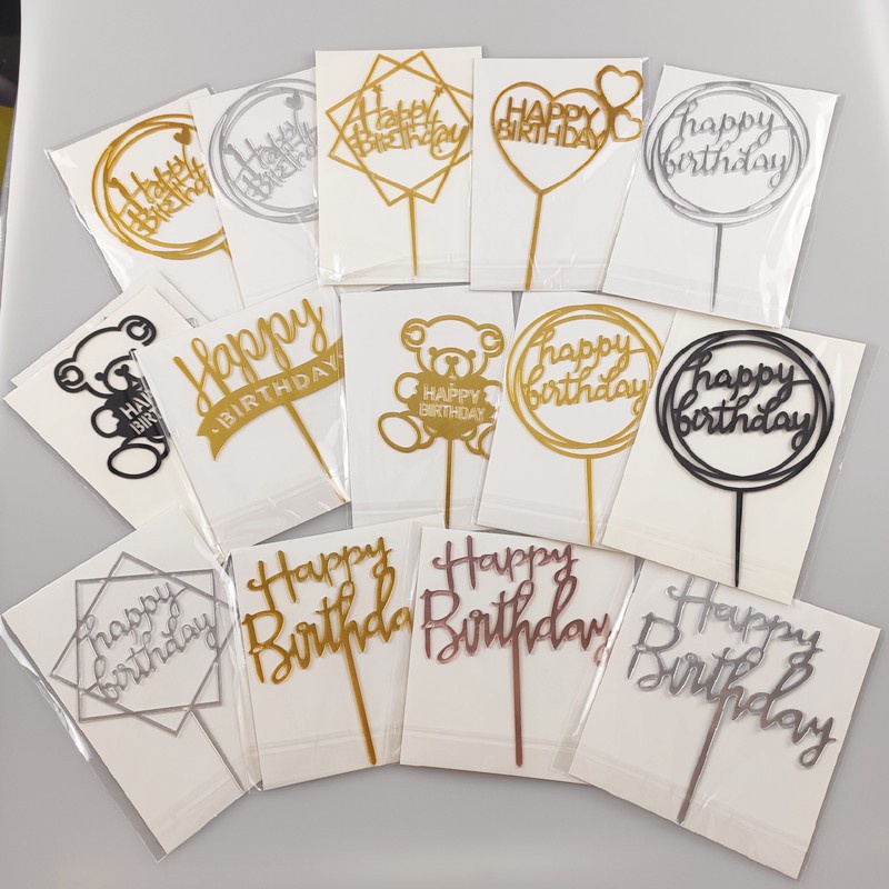 Cake Decoration Happy Birthday Acrylic Card Cake Topper Design | Shopee ...