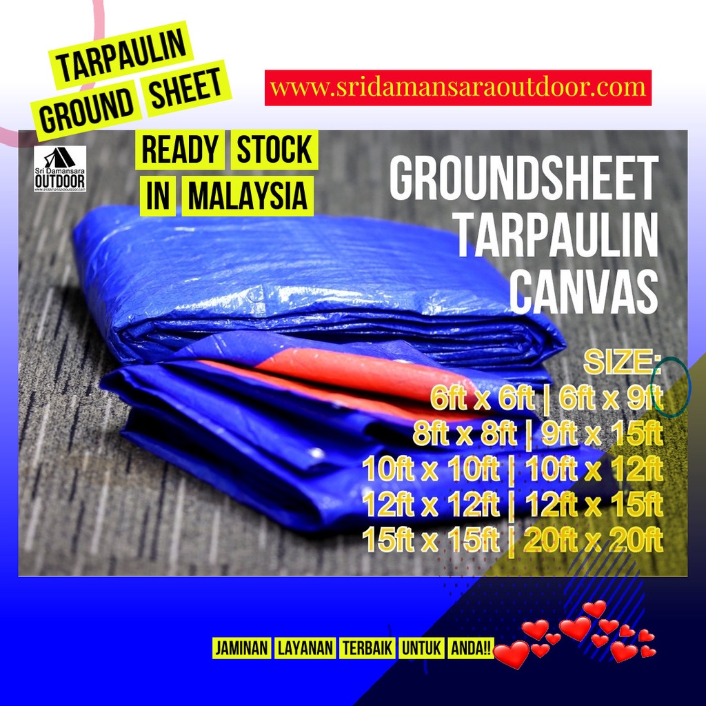 Canvas Groundsheet Khemah Canopy 6ft 7ft 8ft 9ft 10ft 12ft Blue Orange ...