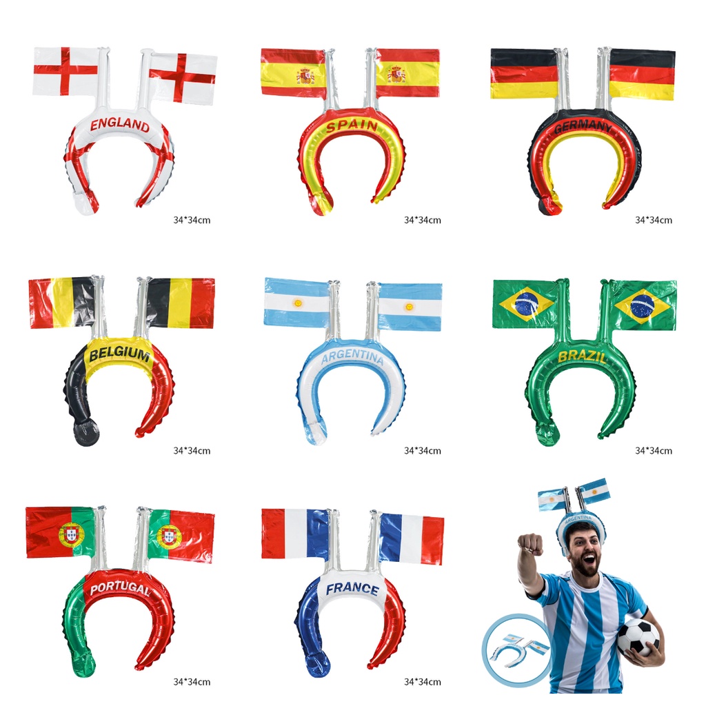 [Ready Stock] FIFA World Cup National Flag Theme Headband Foil Balloon ...