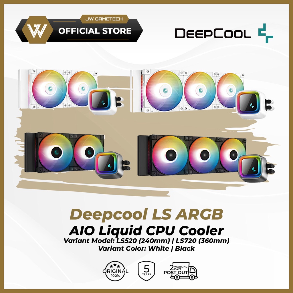 Deepcool LS ARGB AIO Liquid CPU Cooler - LS520 Black | LS520 White ...