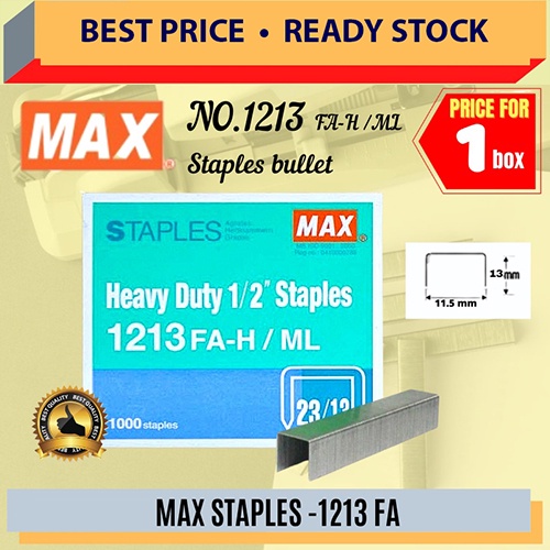 MAX STAPLES NO:1213 (23/13) / Bullet Stapler / Ubat Stapler / Heavy ...