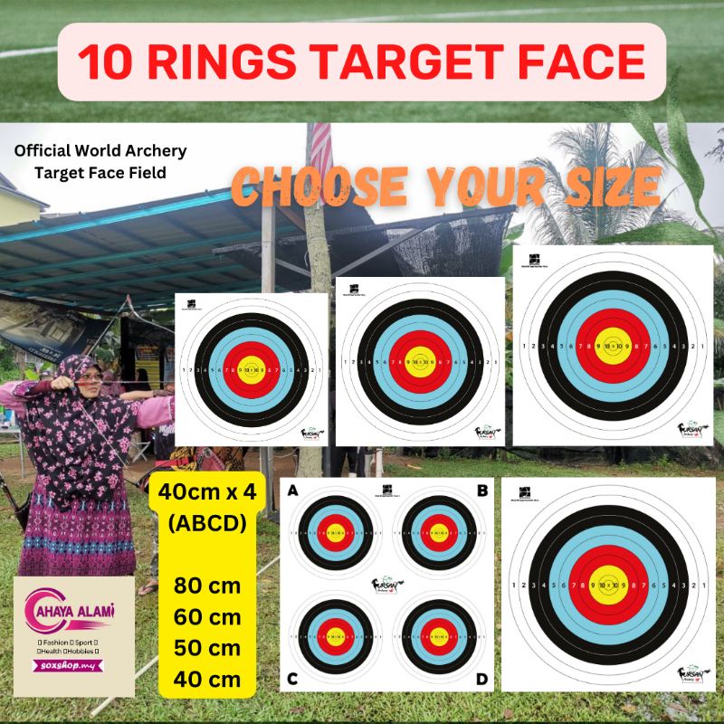 🇲🇾Target Face Archery 10 Ring Official World Archery 0.30 Tarpoulin 🎯 ...