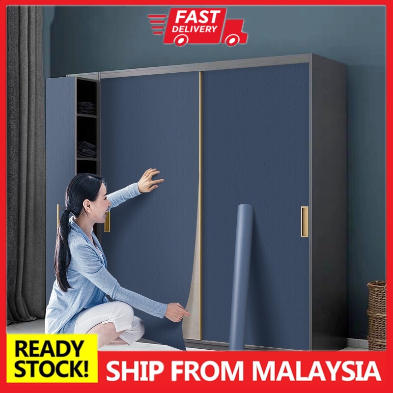 Dark Blue Furniture Cabinet wallaper dinding Stickers Almari Biru ...