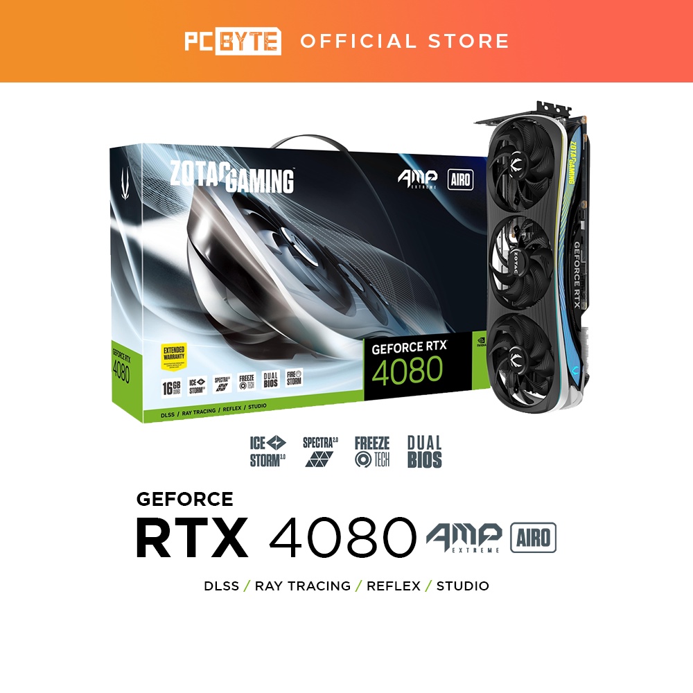 ZOTAC GAMING NVIDIA GeForce RTX 4080 AMP EXTREME AIRO 16GB GDDR6X ...
