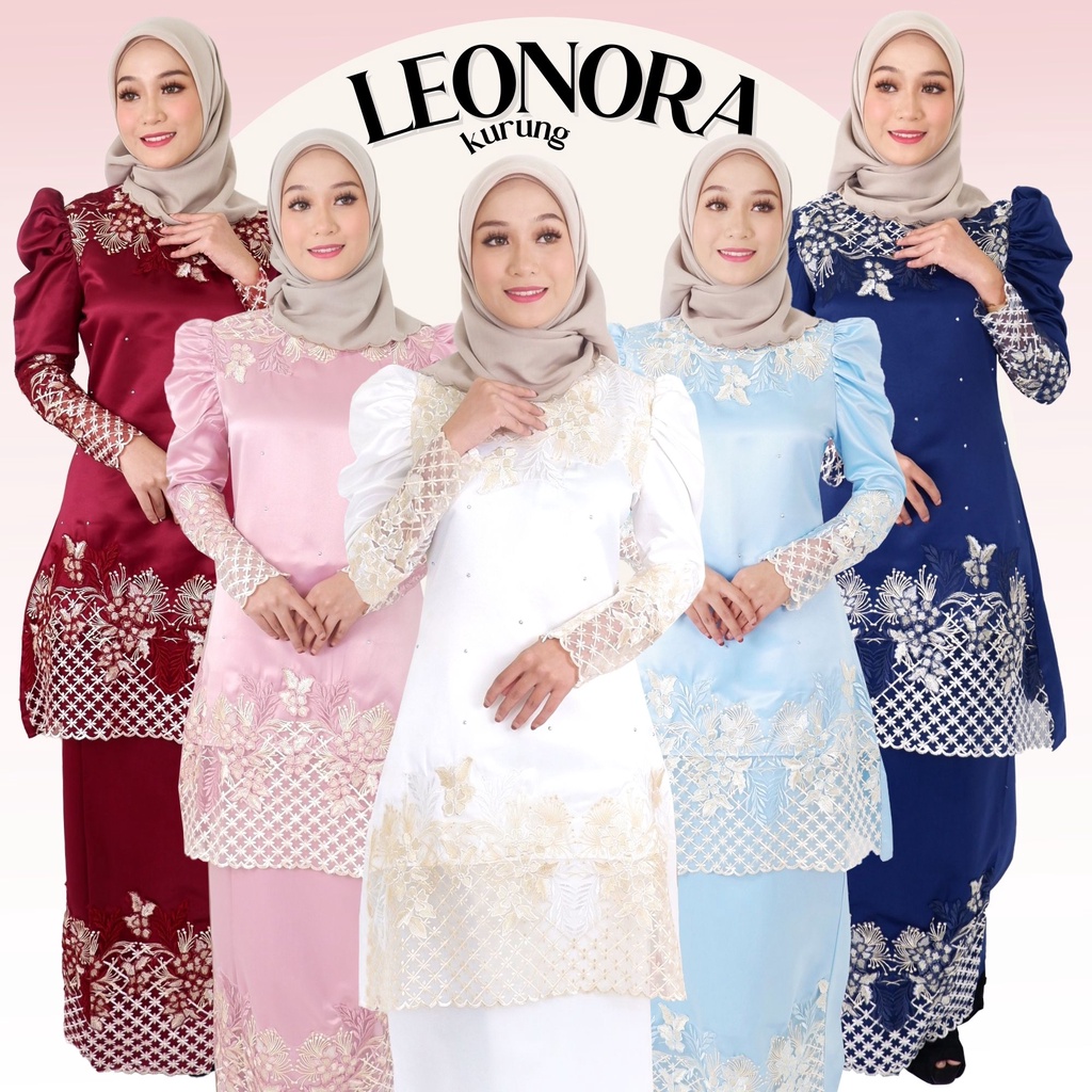 [NEESTYLE] LEONORA PLUS SIZE • Baju Kurung Moden Lace Satin Puff Baju ...
