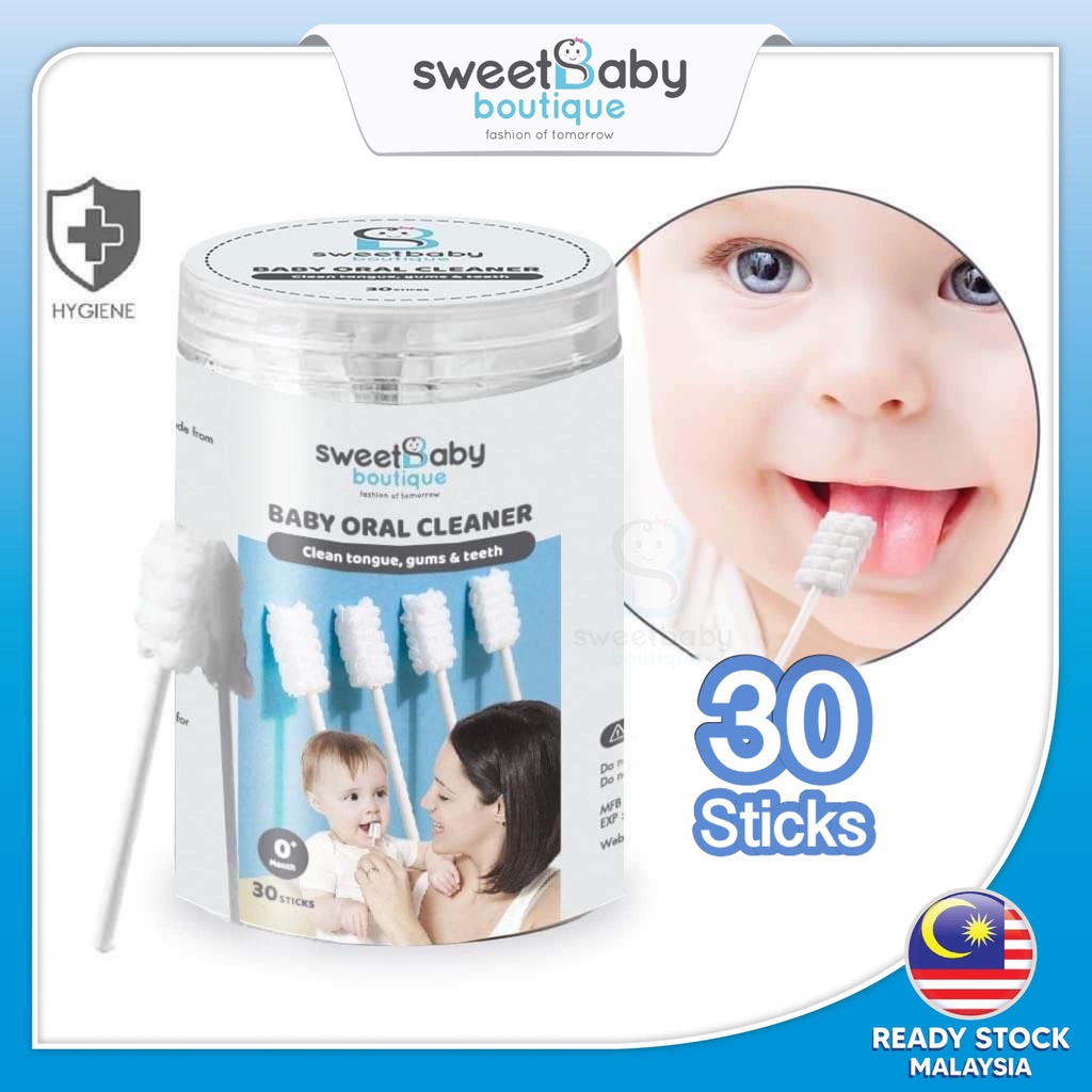 30 Sticks Baby Cotton Swab Mouth Tongue Cleaner Oral Cleaner Baby ...