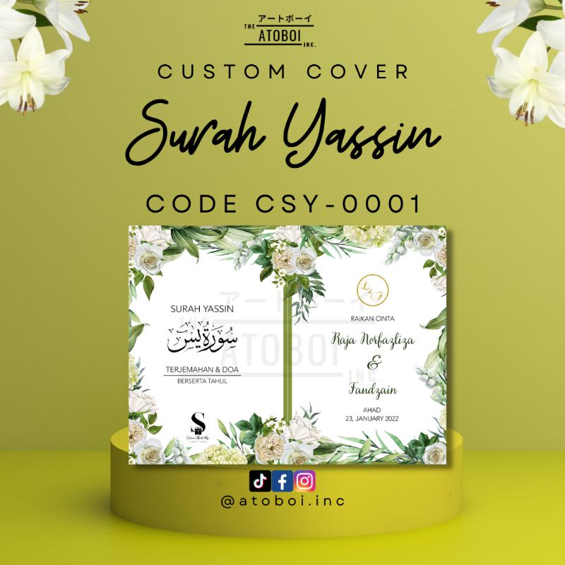 [ADD ON] 35PCS | 50PCS CUSTOM YASSIN COVER SIZE A6 | AQIQAH | WEDDING ...